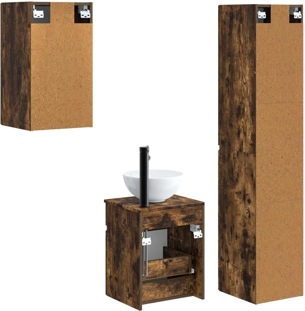Sada koupelnového nábytku 3 ks Kouřový dub 33 x 34,5 x 160 cm 3406088