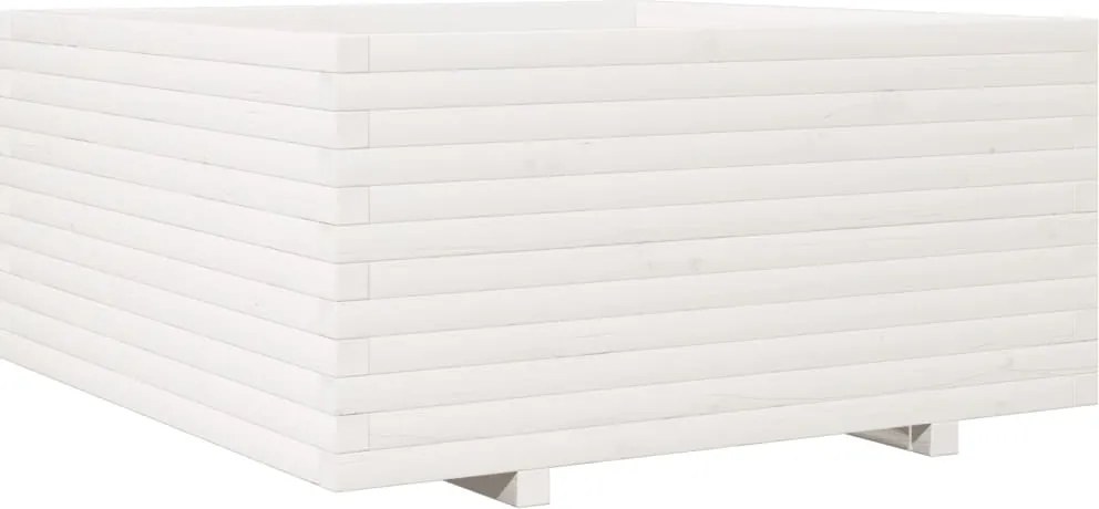 Zahradní truhlík bílý 100 x 100 x 49,5 cm masivní borové dřevo 3282540