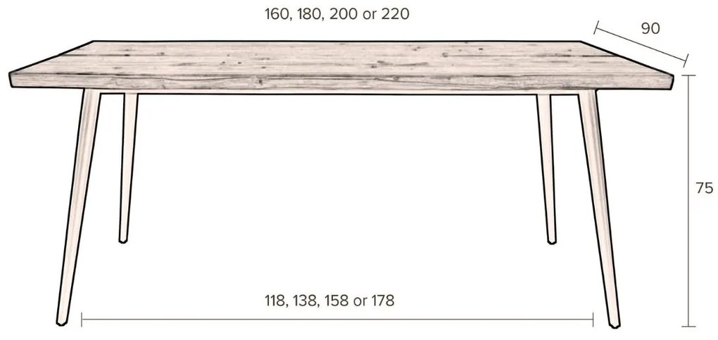 Hnědý jídelní stůl DUTCHBONE Alagon 160x90 cm