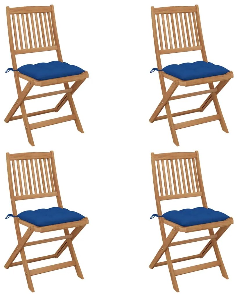 3064696 vidaXL Skládací zahradní židle s poduškami 4 ks masivní akáciové dřevo