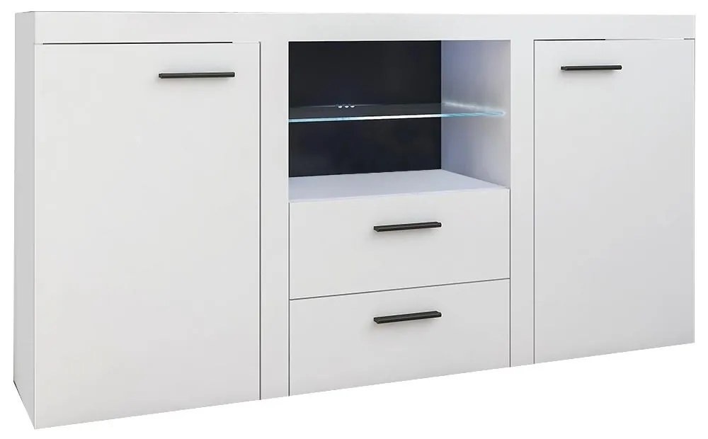 Obývací stěna RUMBA XL + komoda 2F2S | 300 + 156,4 cm | bílá