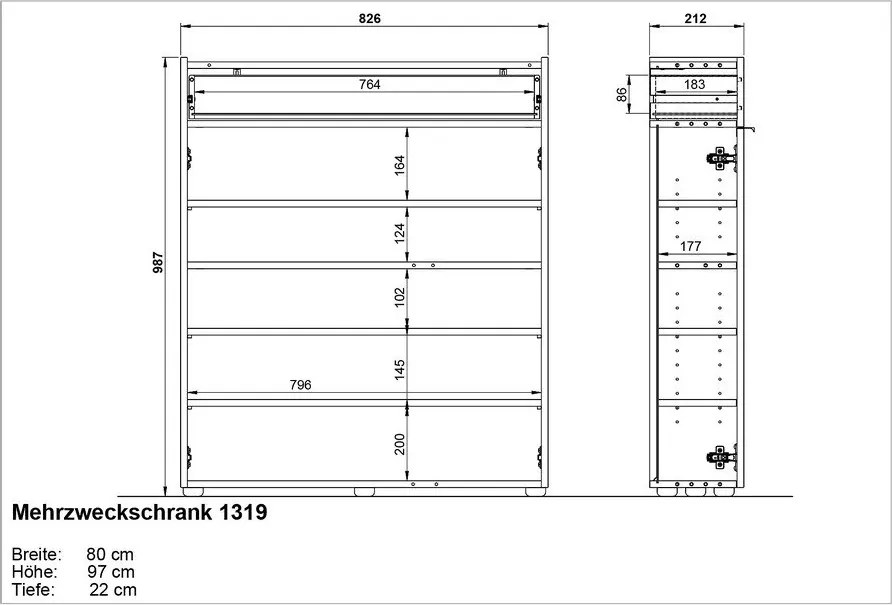 Krémová matná skříňka 83x99x22 cm Ameca – Germania