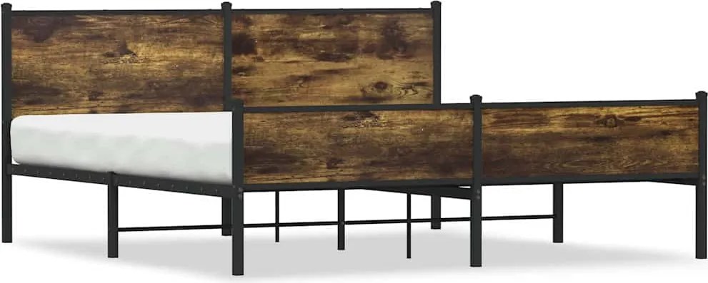 Kovový rám postele bez matrace kouřový dub 160 x 200 cm 3301386