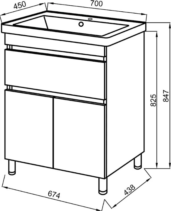 Lavedo Monaco I 70 koupelnová skříňka s umyvadlem