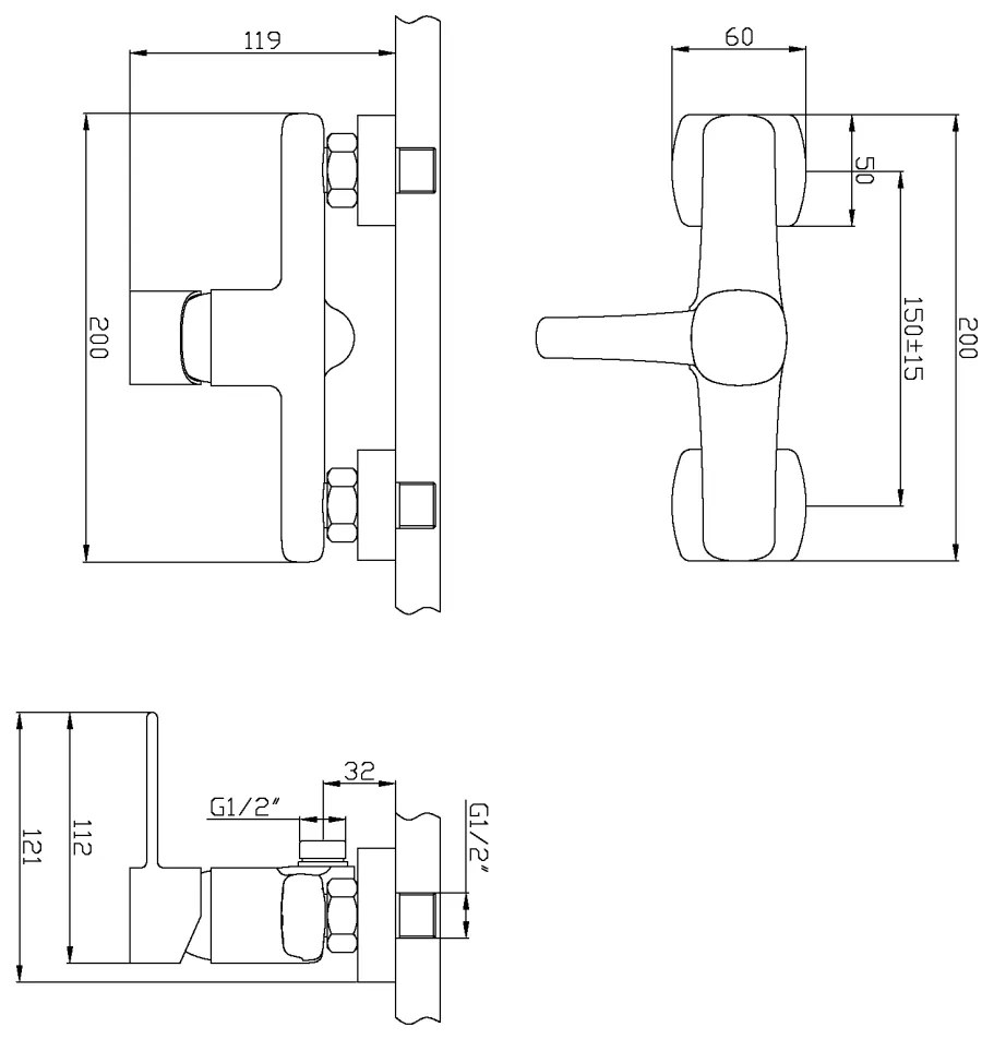 Invena Trend, sprchová baterie s ruční bodovou sprchovou soupravou, měděná matná, INV-BN-02-014-V