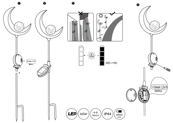Globo 33466 - LED Solární svítidlo SOLAR LED/0,02W/3V 600mAh IP44 bronz