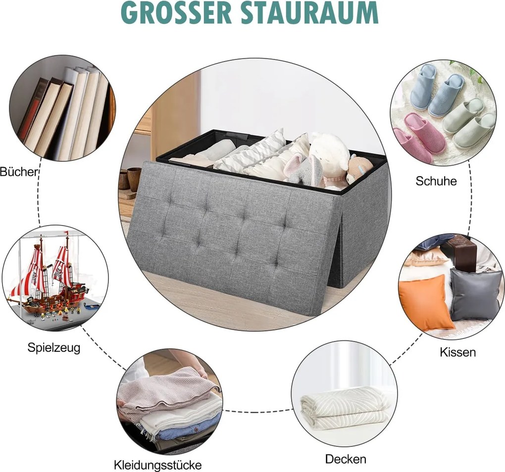 Costway Taburet s úložným prostorem, skládací lavice, botník