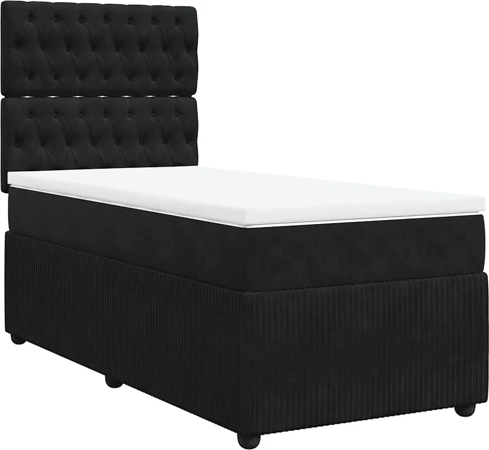 Box spring postel s matrací černá 90x190 cm samet 3292222