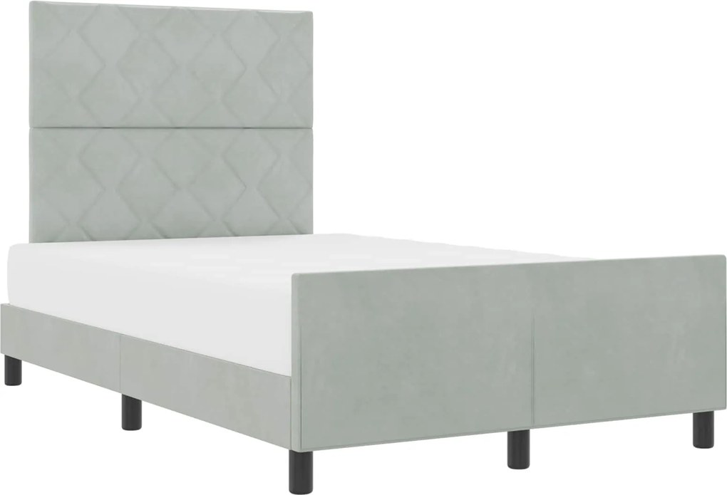 Postel s boxspringem s čelo Světle šedá 120 x 200 cm samet 3344999