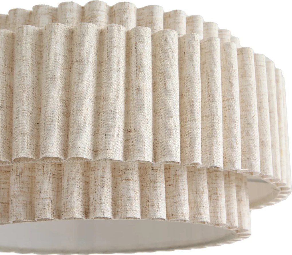 Japandi Lampshade in Beige Linen 35/35/18 - Scalloped
