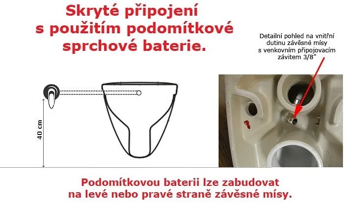 CREAVIT FE322 RIMFREE závěsné wc s bidetovou tryskou bez splachovacího okruhu