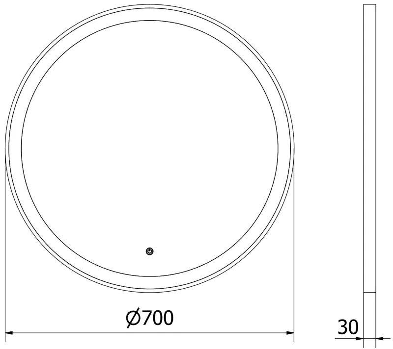 Mexen Esso, kulaté LED podsvícené koupelnové zrcadlo 70 cm, 6000K, topná podložka proti zamlžování, zlatý rám, 9825-070-070-611-50