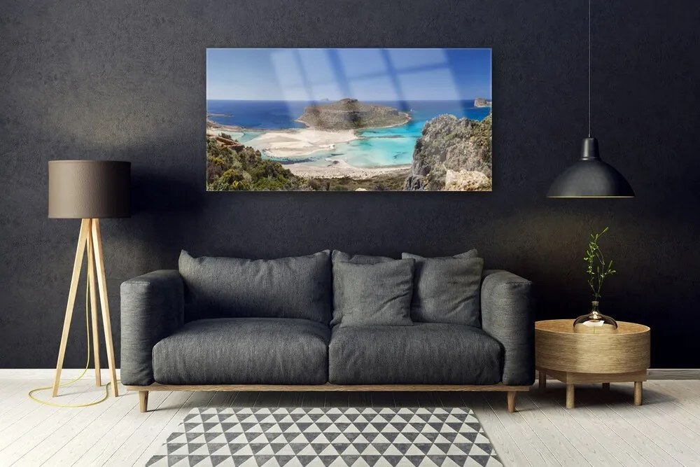 Plexisklo-obraz Ostrov Moře Pláž Hory 120x60 cm