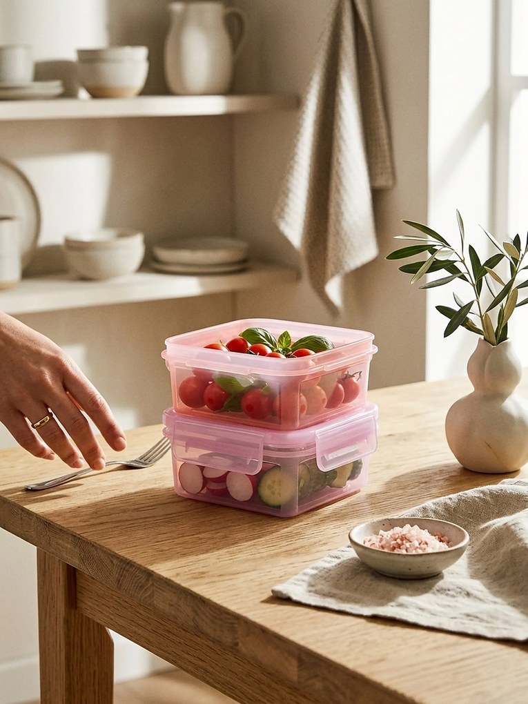 Sinsay - Nádoby na potraviny s víkem 2 pack - růžová