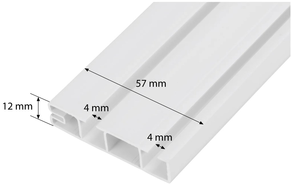 Dekodum Stropní kolejnice z PVC dvouřadá bílá s krytem Délka: 130 cm, Typ přichycení: háčky