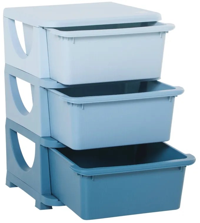 Dětská zásuvková skříňka (organizér) s úložnými boxy na hračky, modrá 37 x 37 x 56,5 cm 311-023BU