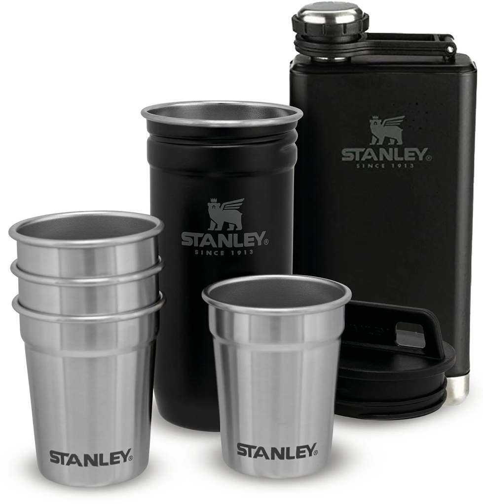 Stanley dárkový set adventure series placatka/butylka 250ml + panáky 4ks černá mat