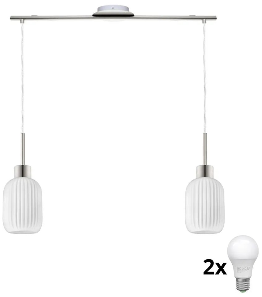 LED Lustr na lanku HARMA 2xE27/60W/230V matný chrom/bílá