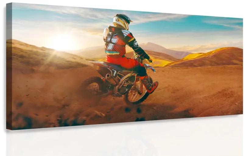 Malvis ® Obraz Motorkář v poušti Velikost: 80x40 cm