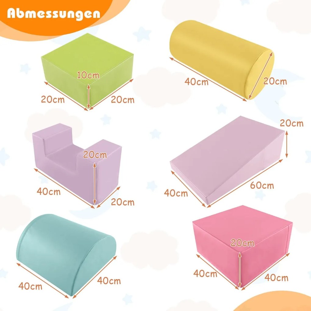 Costway 6 PCS. Pěnové stavebnice Obří stavebnice na běhání a lezení Světle