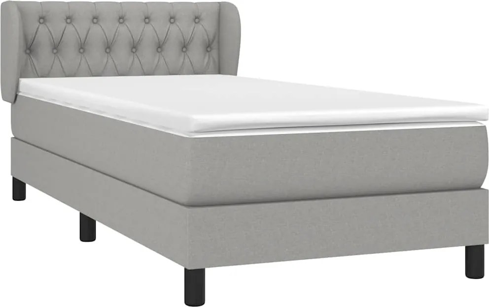 Box spring postel s matrací světle šedý 100 x 200 cm textil 3126461