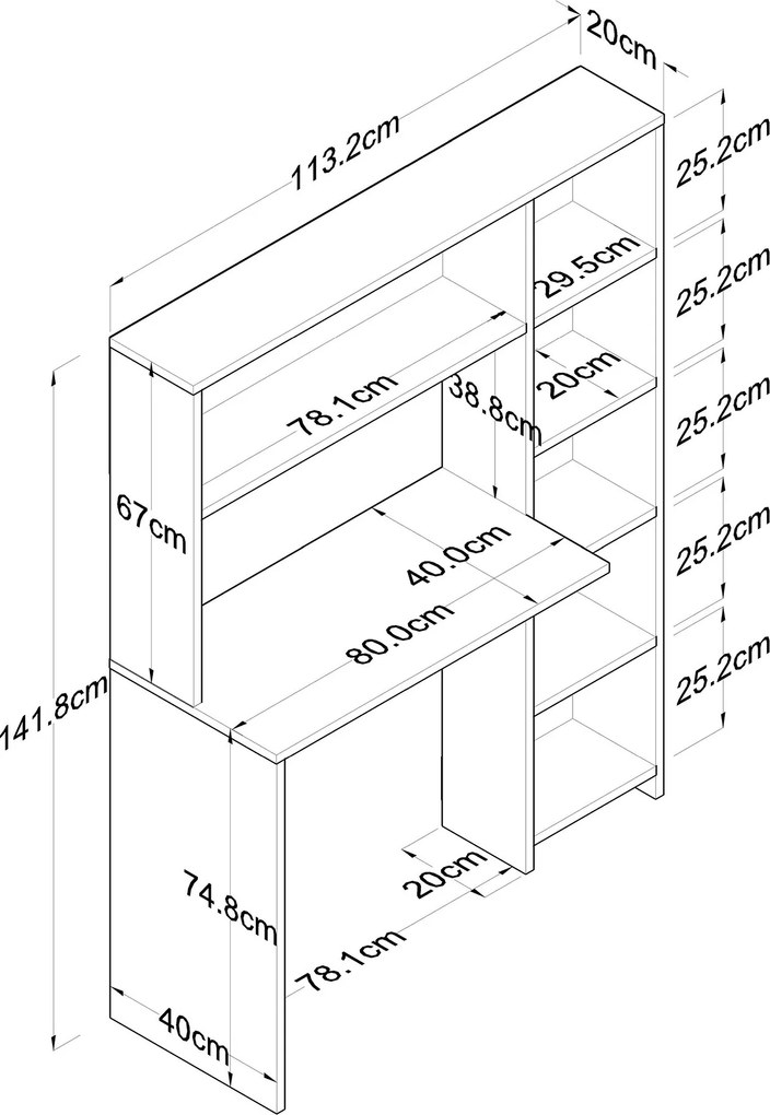 Psací stůl s regálem Hapos 113 cm bílý