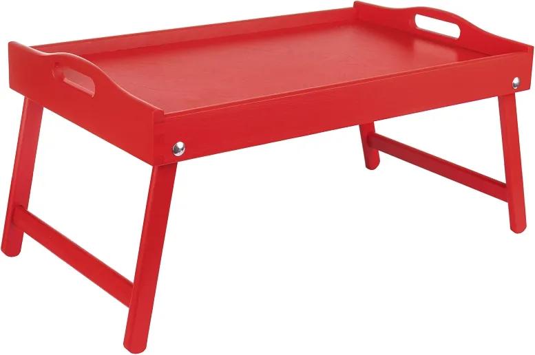 Dřevobox Dřevěný servírovací stolek do postele 50x30 cm červený