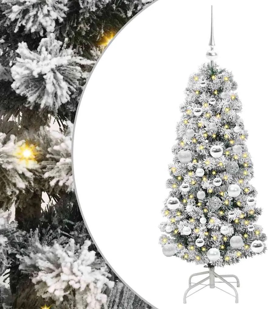 Umělý Skládací Vánoční Strom 150 LED Zelená a bílá 120 cm 3395582