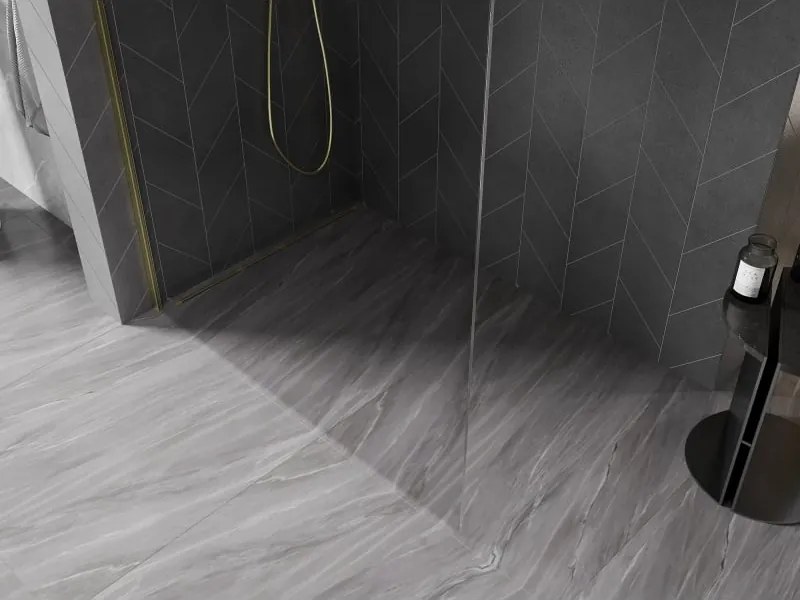 Mexen Kioto-X L sprchová stěna Walk-in 50 x 200 cm, transparentní 10 mm, zlatá kartáčovaná - 800-050-107-55-00-X