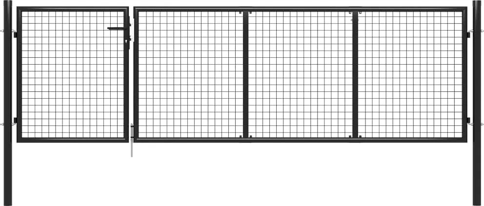 vidaXL Zahradní brána ocel 350 x 100 cm [144341] Barva: Zelená