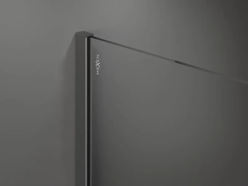 Mexen Kioto, sprchová zástěna Walk-In 65 x 200 cm, 8mm čiré sklo, grafitový profil, 800-065-101-95-00