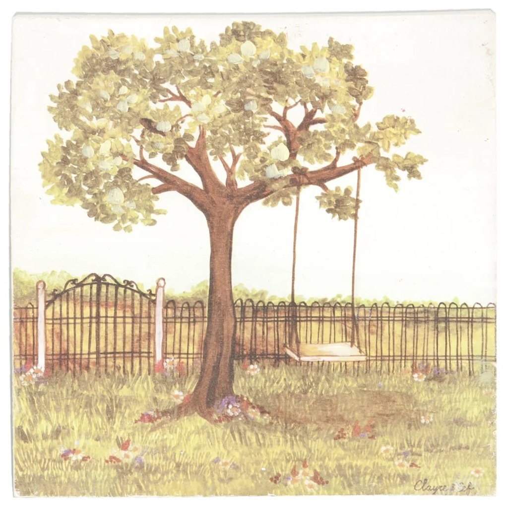 Obraz strom s houpačkou - 25*25*3 cm Clayre & Eef