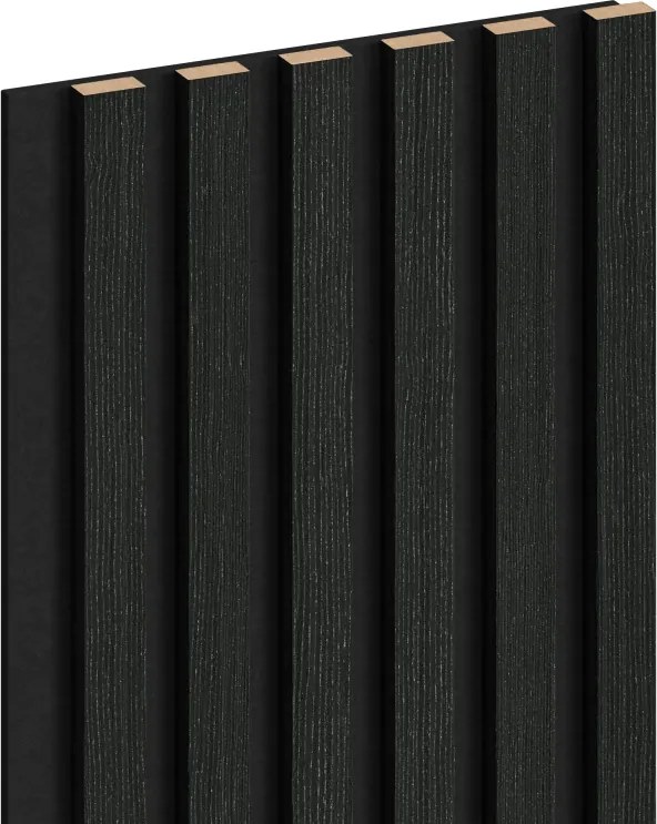 Mexen Lam-F, akustické stěnové lamely 275 × 30 cm, plstěný podklad 8 mm, technická dýha, dub černý stříbřitý, S105-275307-3015-025