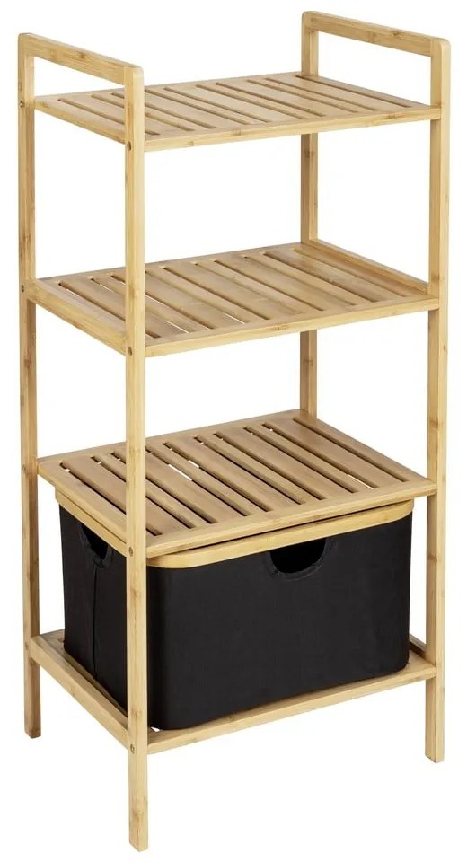 Černý/přírodní bambusový koupelnový regál 44x93,5 cm Ecori – Wenko