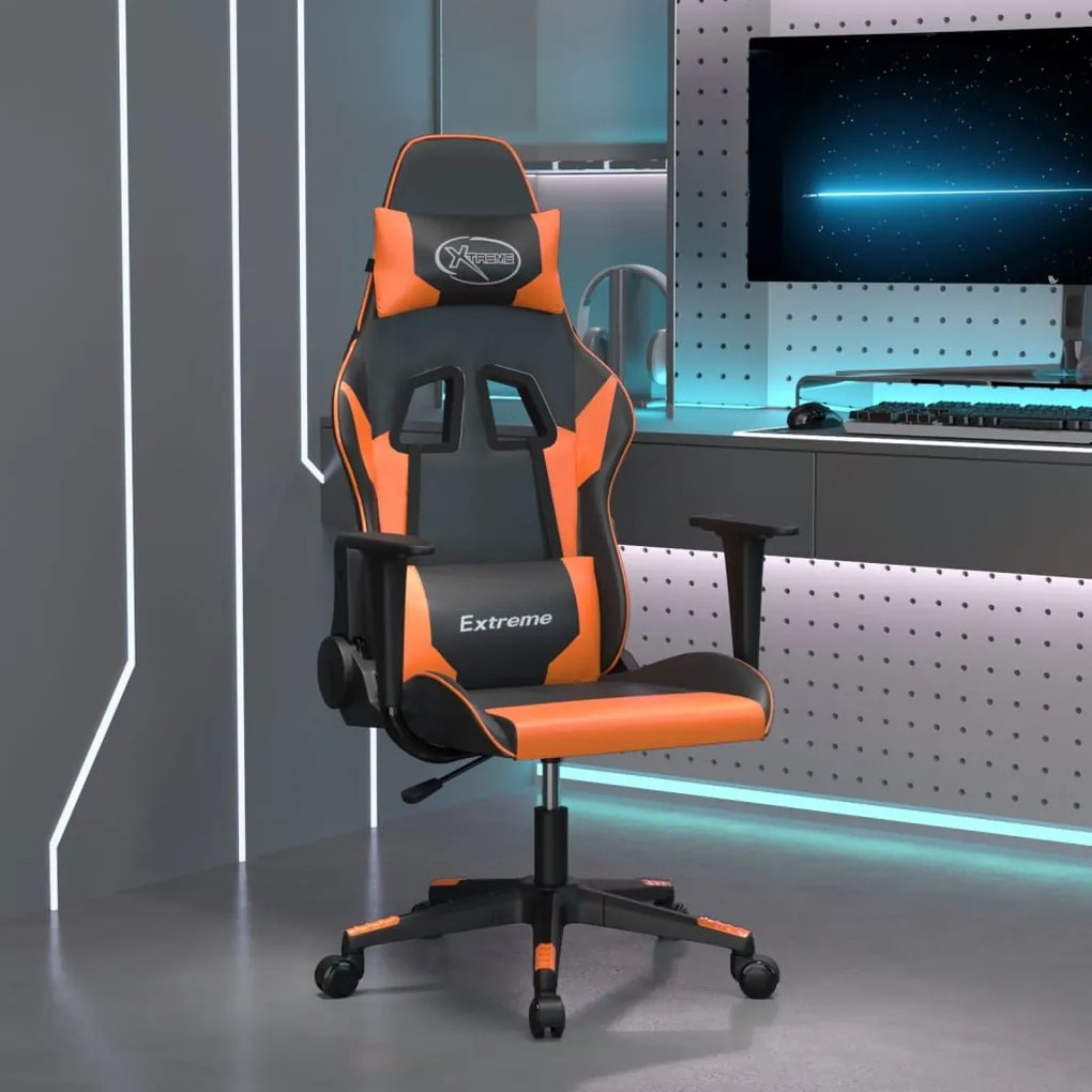 Herní židle černá a oranžová umělá kůže 3143693