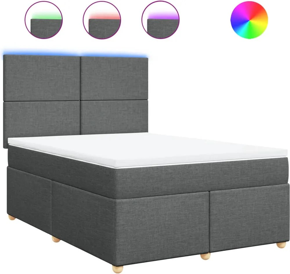 Box spring postel s matrací tmavě šedá 140x200 cm textil 3293597