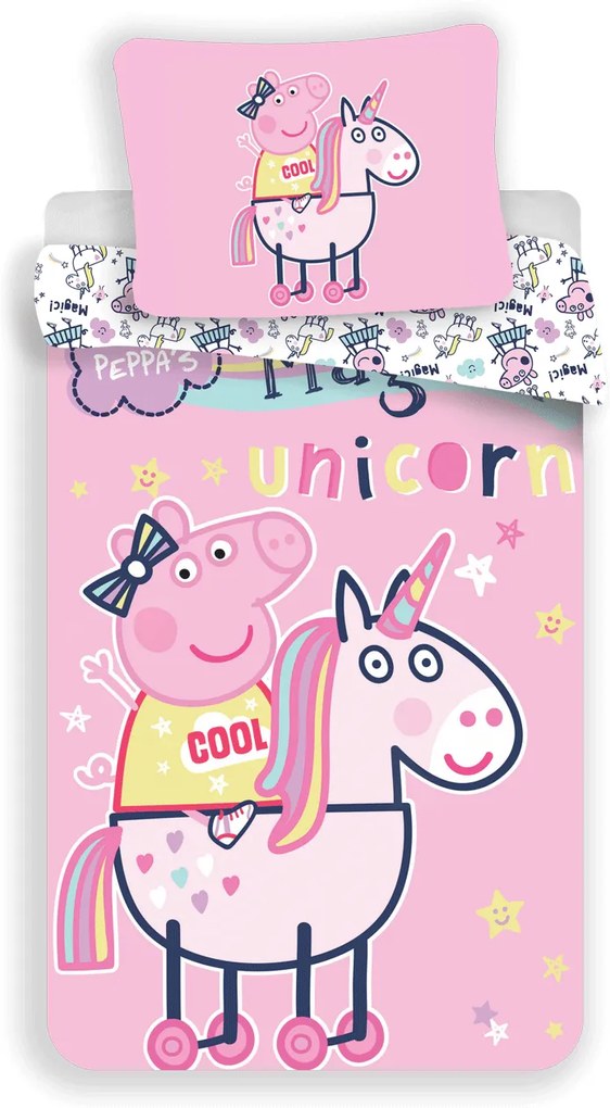 TOP Bavlněné povlečení 140x200+70x90 Peppa Pig &amp; unicorn