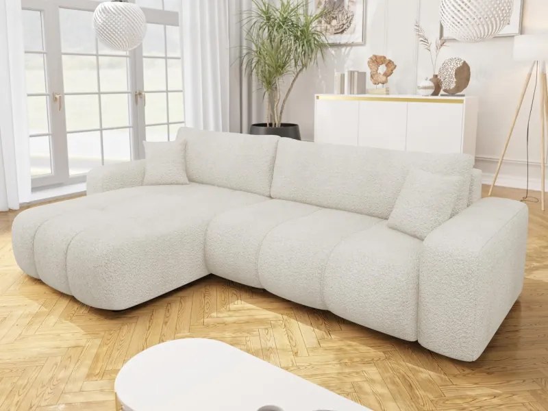 Rohová rozkládací sedačka Larow Maxi Boucle, Potah: Coral 50