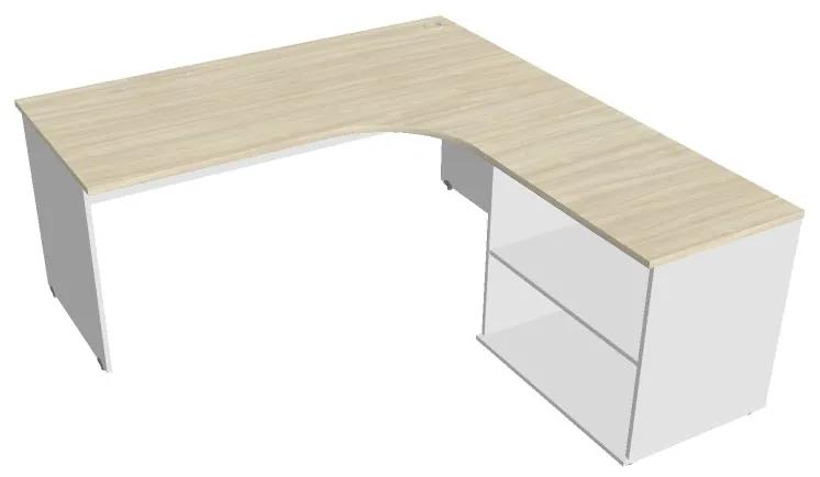 Sestava stolu a skříně levá 180 cm - Hobis Gate GE 1800 60 H L Dekor stolové desky: akát, Dekor lamino podnože: bílá