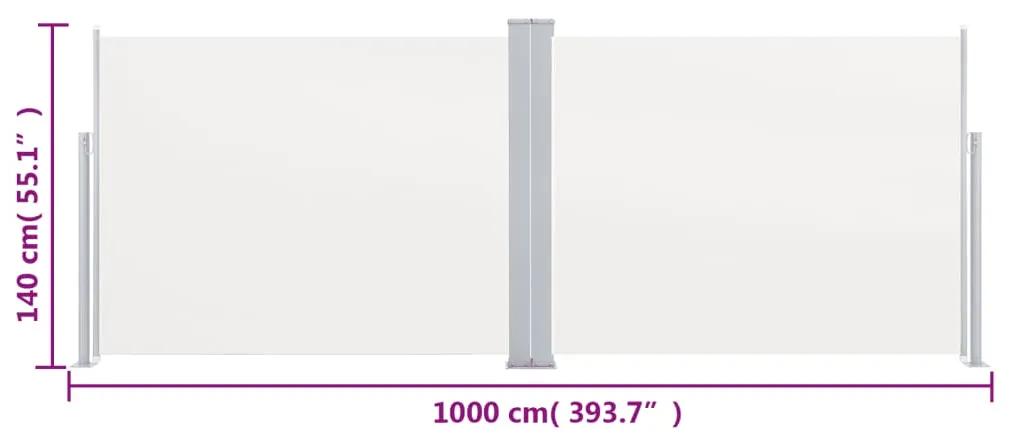 vidaXL Zatahovací boční markýza / zástěna krémová 140 x 1000 cm
