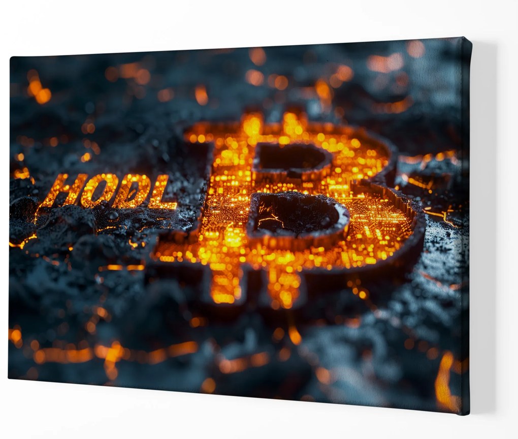 Obraz na plátně - Bitcoin HODL B Silicon Lava FeelHappy.cz Velikost obrazu: 210 x 140 cm