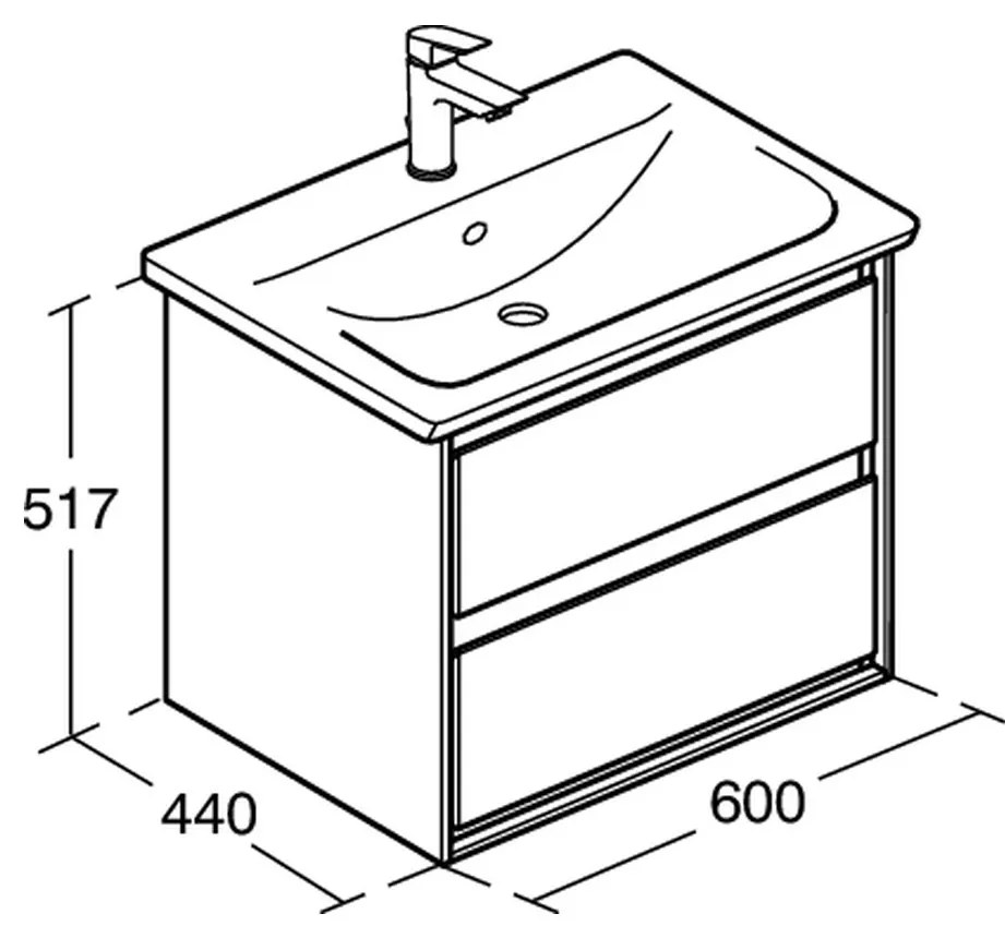 Ideal Standard Connect Air- Skříňka pod umyvadlo 60cm, 2 zásuvky, Dekor světlé dřevo + matný hnědý lak E0818UK