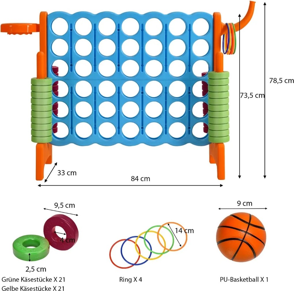 Costway Large Match 4 Jumbo Match 4 Set Modrá + – 84 × 33 × 79 cm, pomerančový