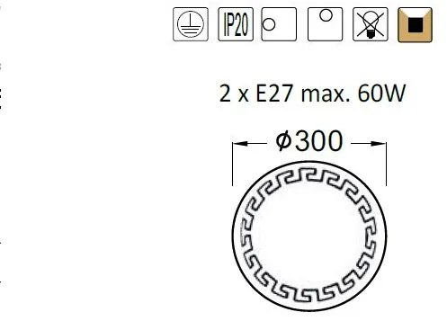 ACA DECOR Nástěnné svítidlo ANDROMEDA max. 2x60W/230V/E27/IP20