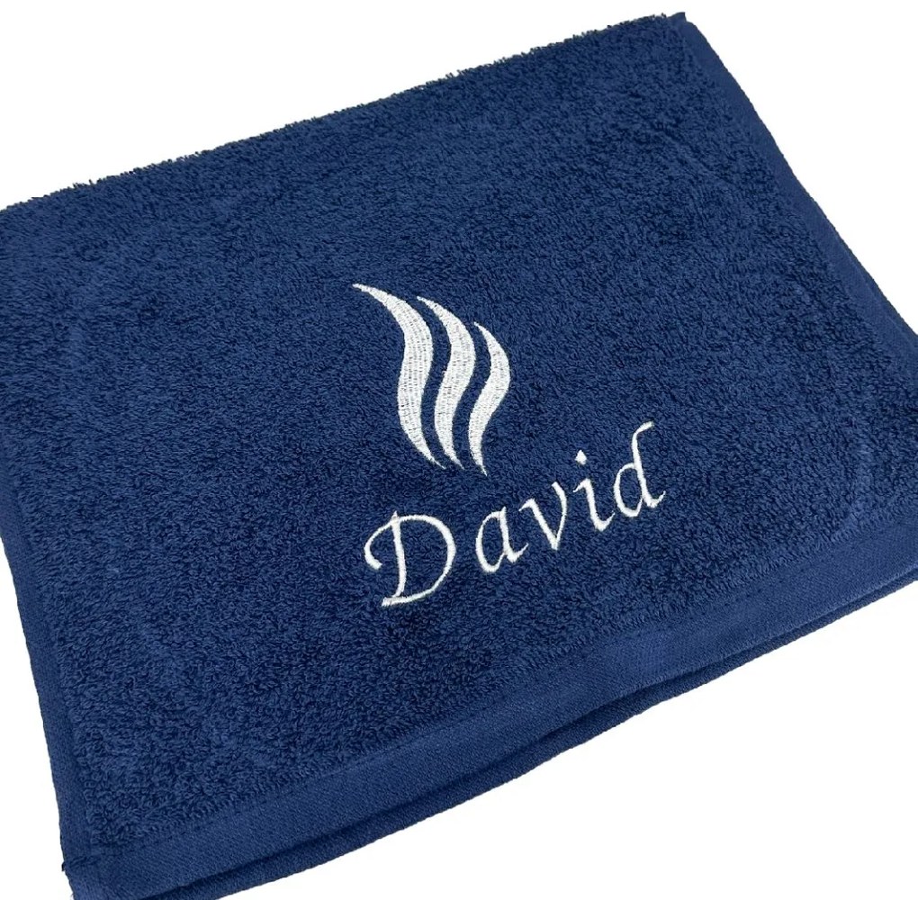 Ručník do sauny s vlastním jménem nebo textem Barva: Tmavě modrá, Velikost ručníku: 70x140cm