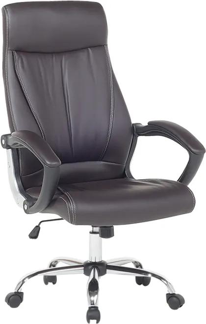 Hnědá kožená otočná kancelářská židle - CHAMPION