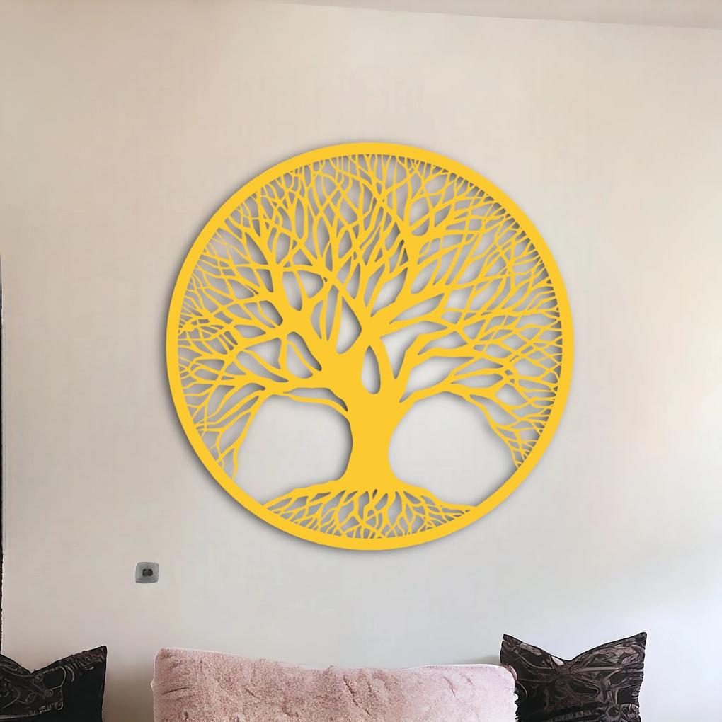 Strom života 12 - kovový obraz na zeď Velikost: 100cm, Barva: Yellow