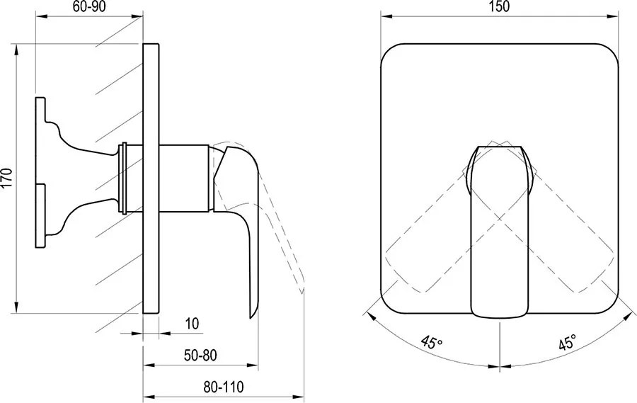 Ravak - Podomítková baterie vanová/sprchová Flat bez přepínače pro R-BOX Vari - chrom