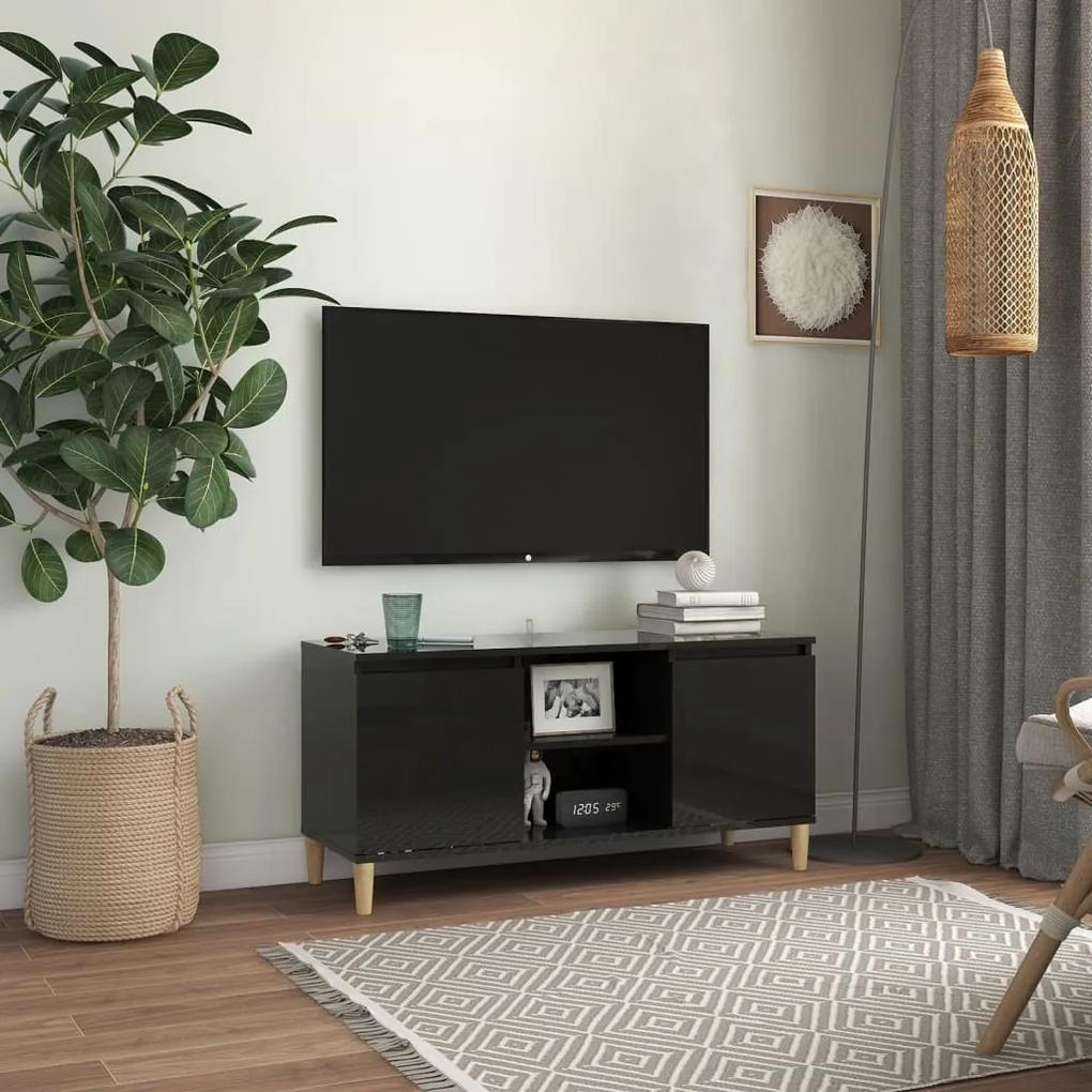 vidaXL TV skříňka s nohami z masivního dřeva 103,5 x 35 x 50 cm [805967] Barva: kouřový dub
