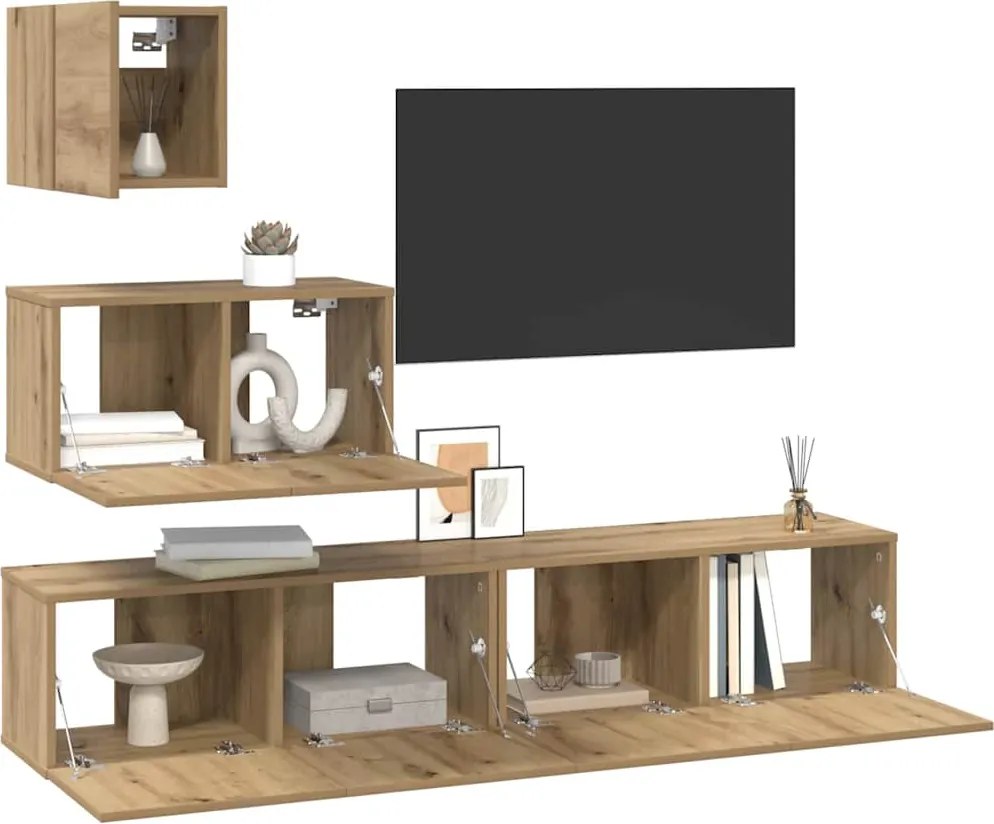 Sestava TV skříněk 4 ks Artisanový dub Kompozitní dřevo 3393437